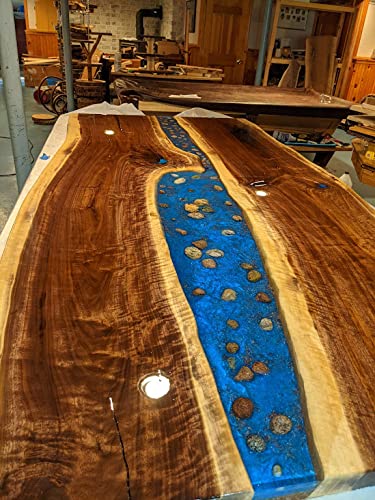 Black Walnut blue epoxy River Dining Table,Top 7' 6" Long by 40" to 44 Wide