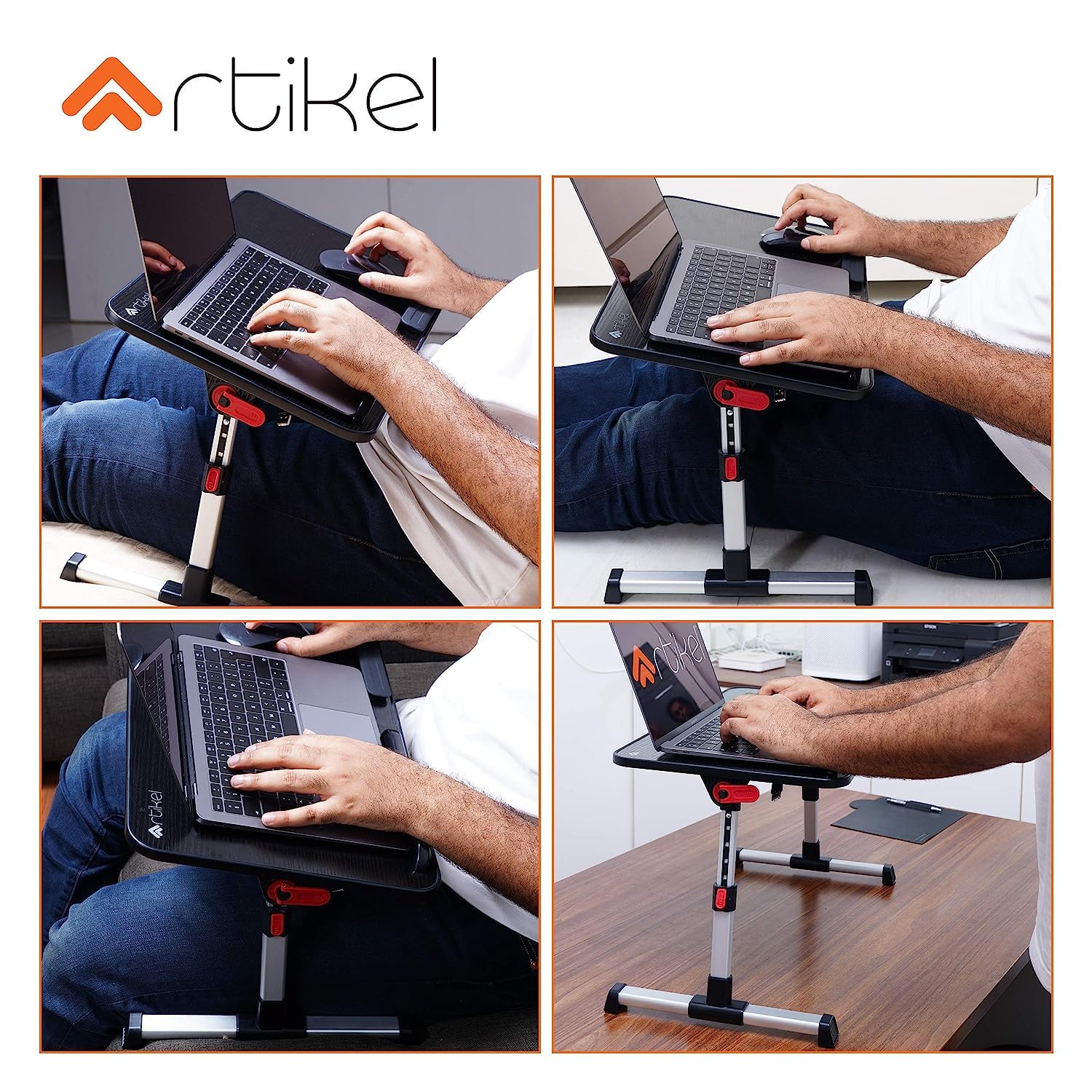Artikel Uni-Pro Laptop Table| Study Table | Bed Table| Height & Tilt Adjustable | Left & Right Hand Mouse Compatible | Foldable and Portable | Non-Slip Legs | Carbon Black…