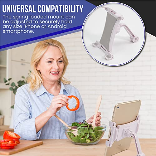 Flexible Cell Phone Holder/Stand for Bed - Hands Free iPhone and Android Phone Stand Holder - Bendable Tripod with Rotating Tablet/Mobile Phone Holder for Filming, Reading or Watching Videos