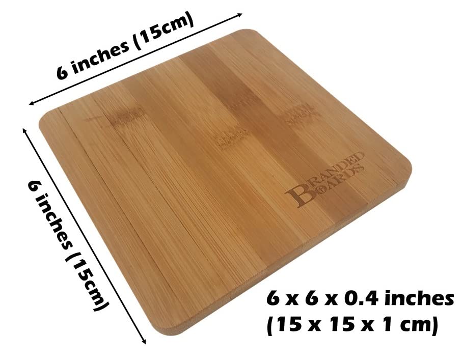 Branded Boards Small Mini All Natural Bamboo Cutting Board, Great for Apartments RV's Home Bar Backpacking Camping Bushcraft Dorm Rooms Picnics & Entertaining (4 Pack)