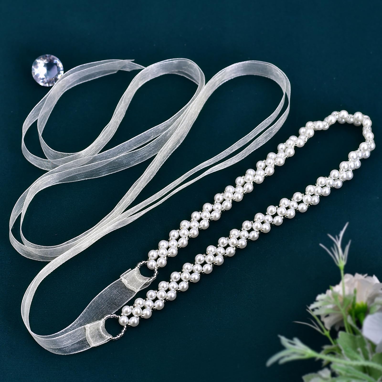 azaleas Women's Pearls Bridal Bridesmaid Dresses Sash Belts,Beaded Wedding Belt Bridal Belts Ivory