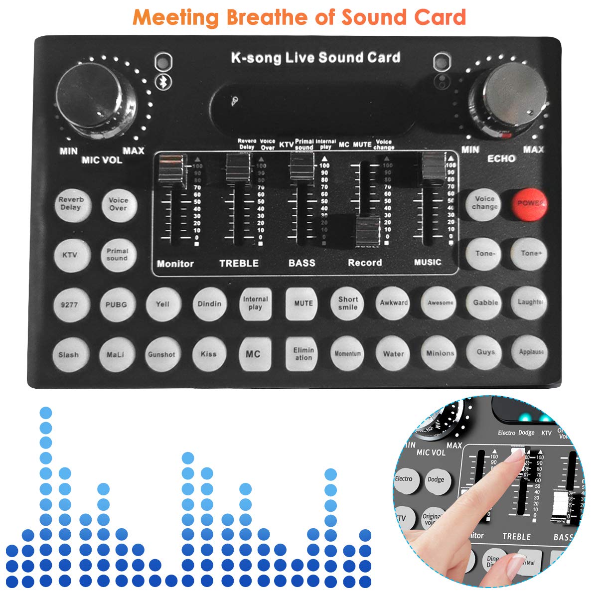Audio Mixer, Mini Sound Dj Mixer Board,Universal Voice Changer External Live Sound Card with 18 Sound Effects for Karaoke Singing for Phone Laptop Computer,Gaming Live Streaming
