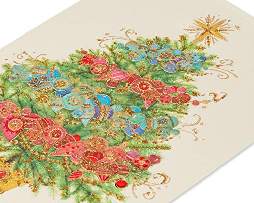 Papyrus Christmas Cards Boxed with Envelopes, May Peace and Happiness Be Yours, Christmas Tree (12-Count)