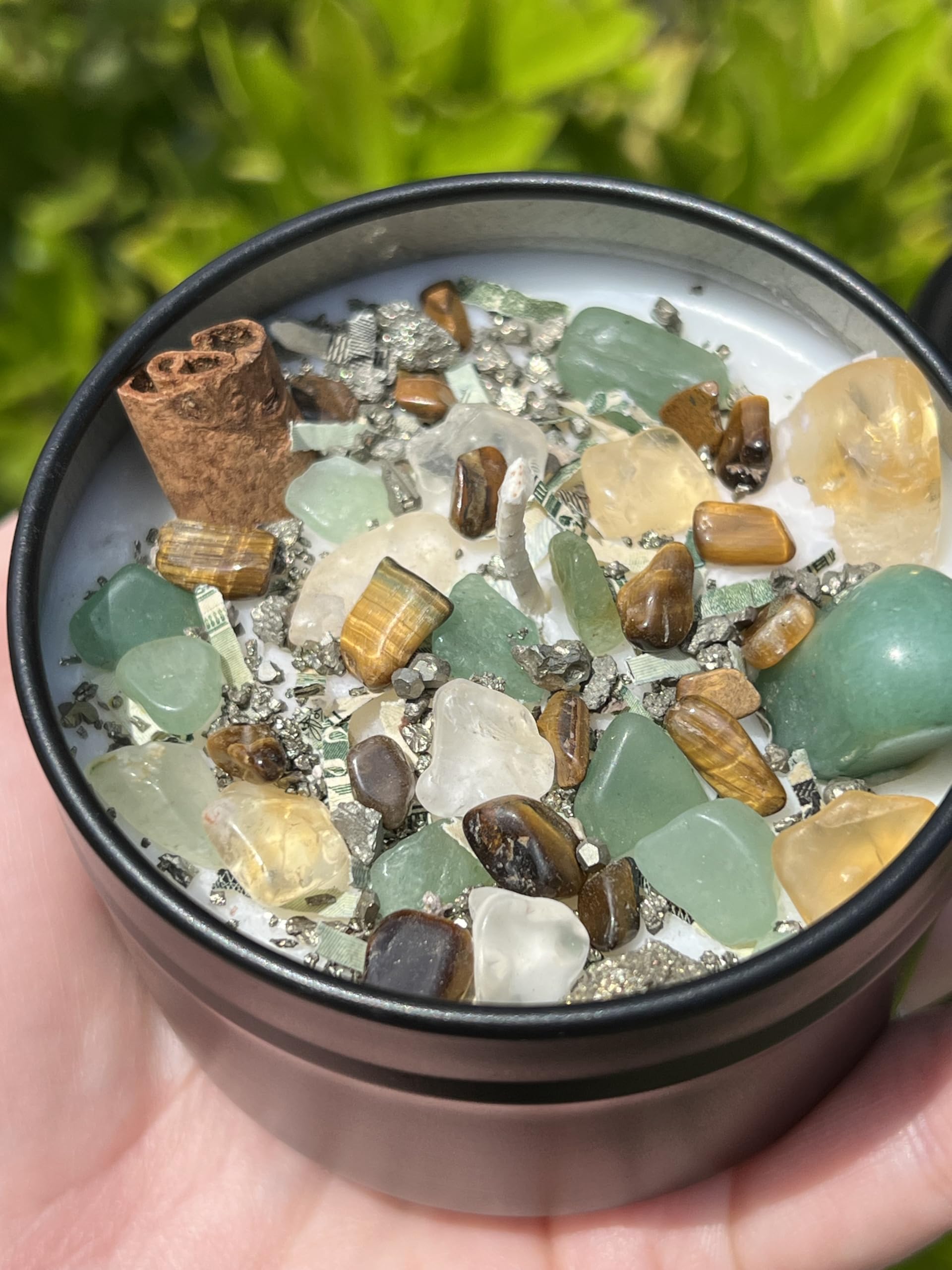 Money Magnet Manifestation Herbal Intention Candle | Ritual Altar Tool Crystal Spell Infused Scented Soy Candle Witchy Gift | Wealth Abundance Prosperity