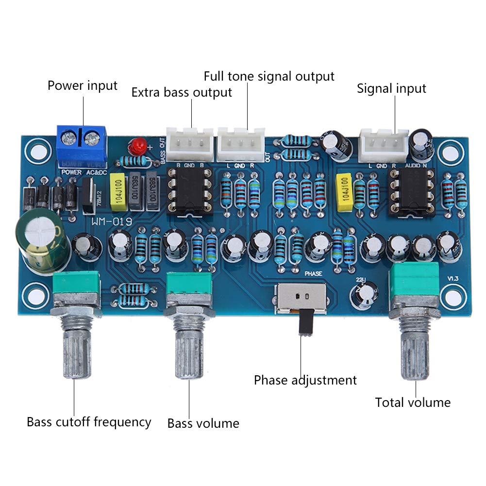 Garosa Preamp Board Digital Tuning Preamp Tone Board 2.1 Channel Subwoofer PreAmp Low Pass Filter Preamp Audio Processor Preamplifier Circuit Board