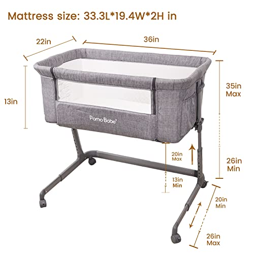Pamo Babe Baby Bedside Bassinet Crib - Adjustable Portable Bedside Sleeper for Infant | Newborn Baby Boy & Girl