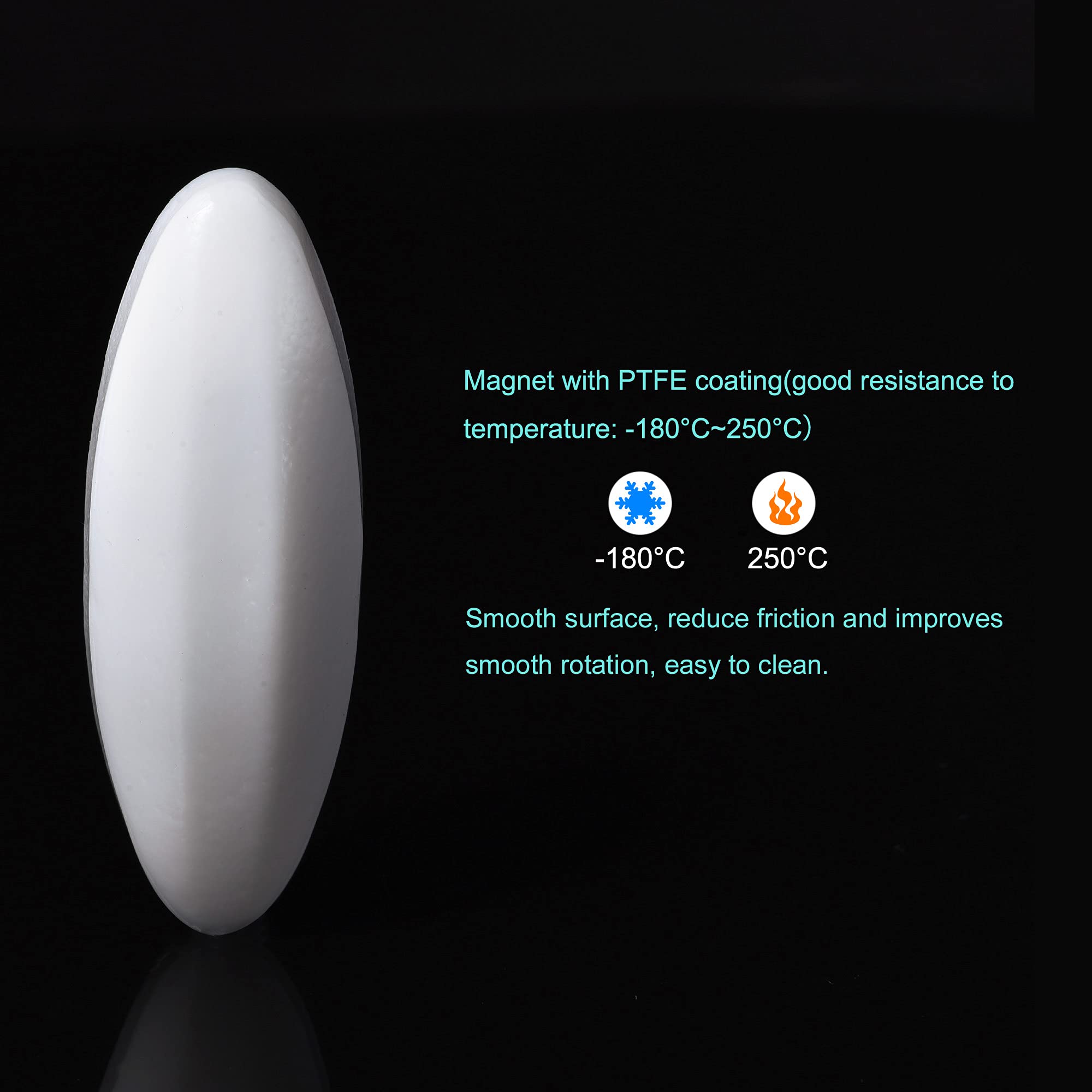MECCANIXITY Magnetic Stirrer Mixer Stir Bar Rod 60mm(2.36") Olive Shape PTFE Coating Magnet White for Laboratory