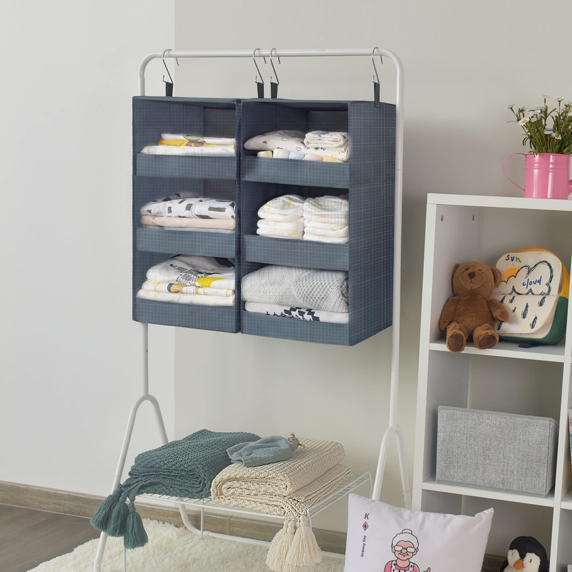 GRANNY SAYS Bundle of 2-Pack Closet Hanging Organizer & 3-Pack Rectangle Storage Bins