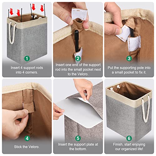Laundry Basket,2-Pack Collapsible Linen Laundry Hampers,Tall Laundry Baskets,Dirty Clothes Hamper Laundry Organizer with Handles Laundry Bins for Bathroom Bedroom Dorm Toy Storage-grey