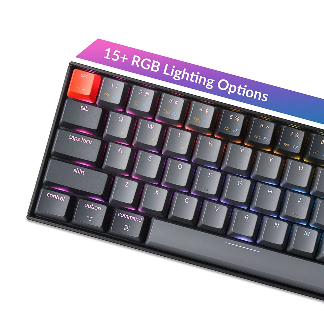 Keychron K6 Mechanical Keyboard 65% Compact 68 Key Wireless Gaming Keyboard, RGB Backlight Bluetooth 5.1/Wired Keyboard Compatible with Mac Windows, Gateron Brown Switch
