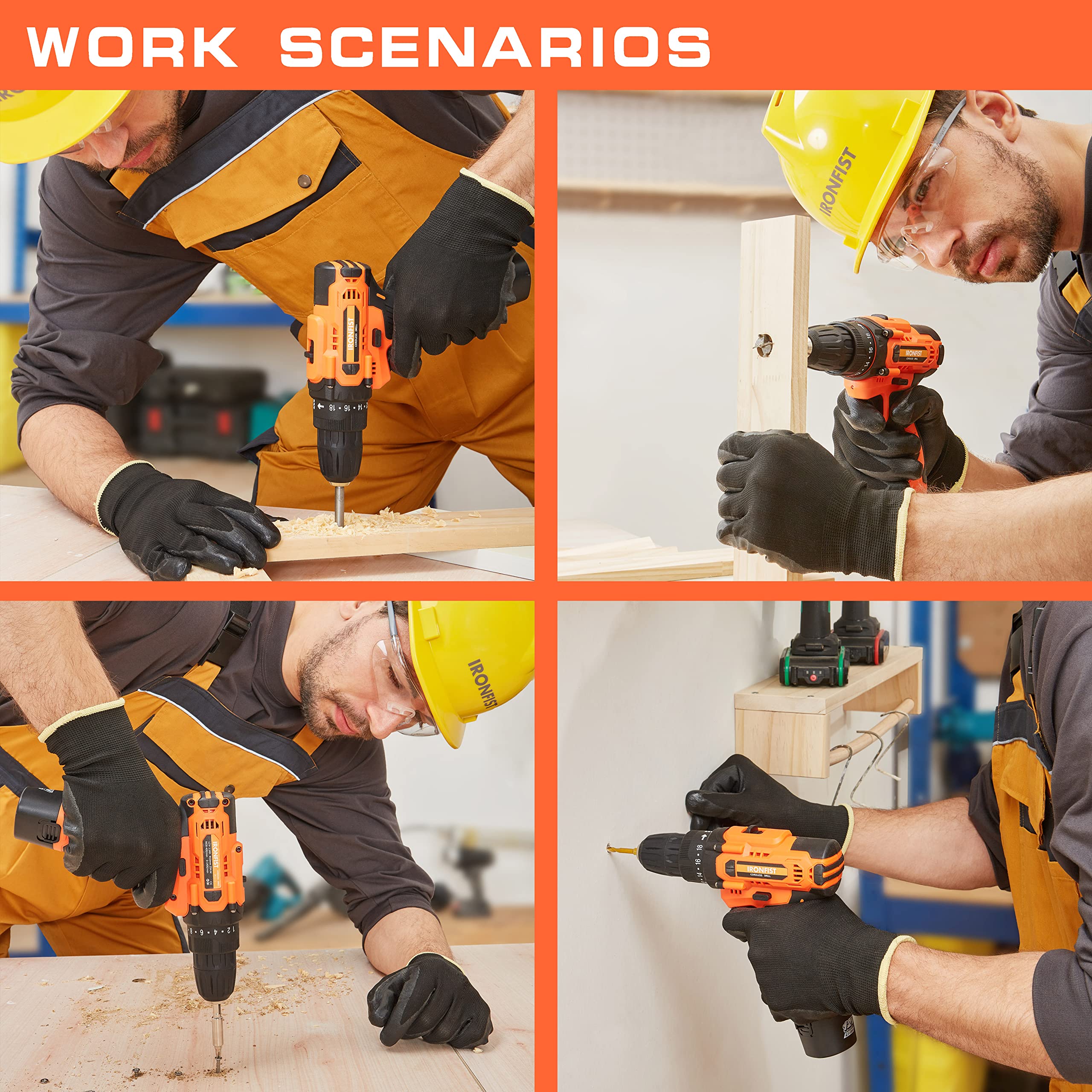 Cordless Drill Driver 12V Lithium Battery Screwdriver Home Use DIY with Led Light with Screw Bits
