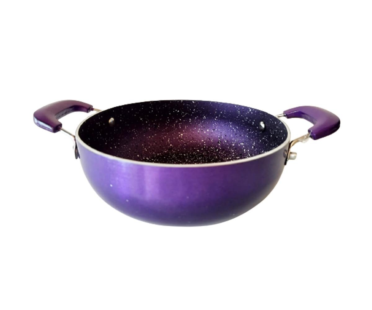Satre Online and Marketing Mini Aluminium Induction Base Kadhai, Non Stick, Fry Pan - Puple