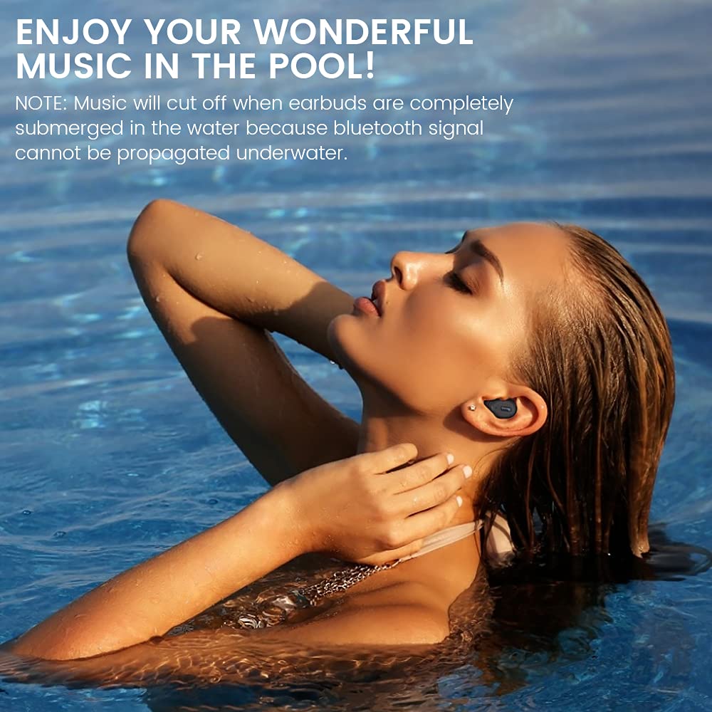 Beacon Pet Professional IP68 Waterproof Earbuds for Swimming Bathing, True Wireless Bluetooth 5.0 Earbuds, in-Ear Stereo Bluetooth Headphones, Wireless Earphones with Charging Case, 20 Hours Playtime