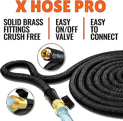 Big Boss X-Hose Pro Expandable Garden Hose 100 Ft, Heavy Duty Lightweight Retractable Water Hose, Flexible Weatherproof, Crush Resistant Solid Brass Fittings, Kink Free as Seen on TV