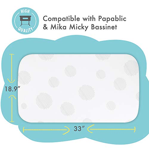 Papablic Waterproof Bassinet Fitted Sheet, 100% Jersey Knit Cotton, Compatible with Papablic & Mika Micky Bedside Sleeper
