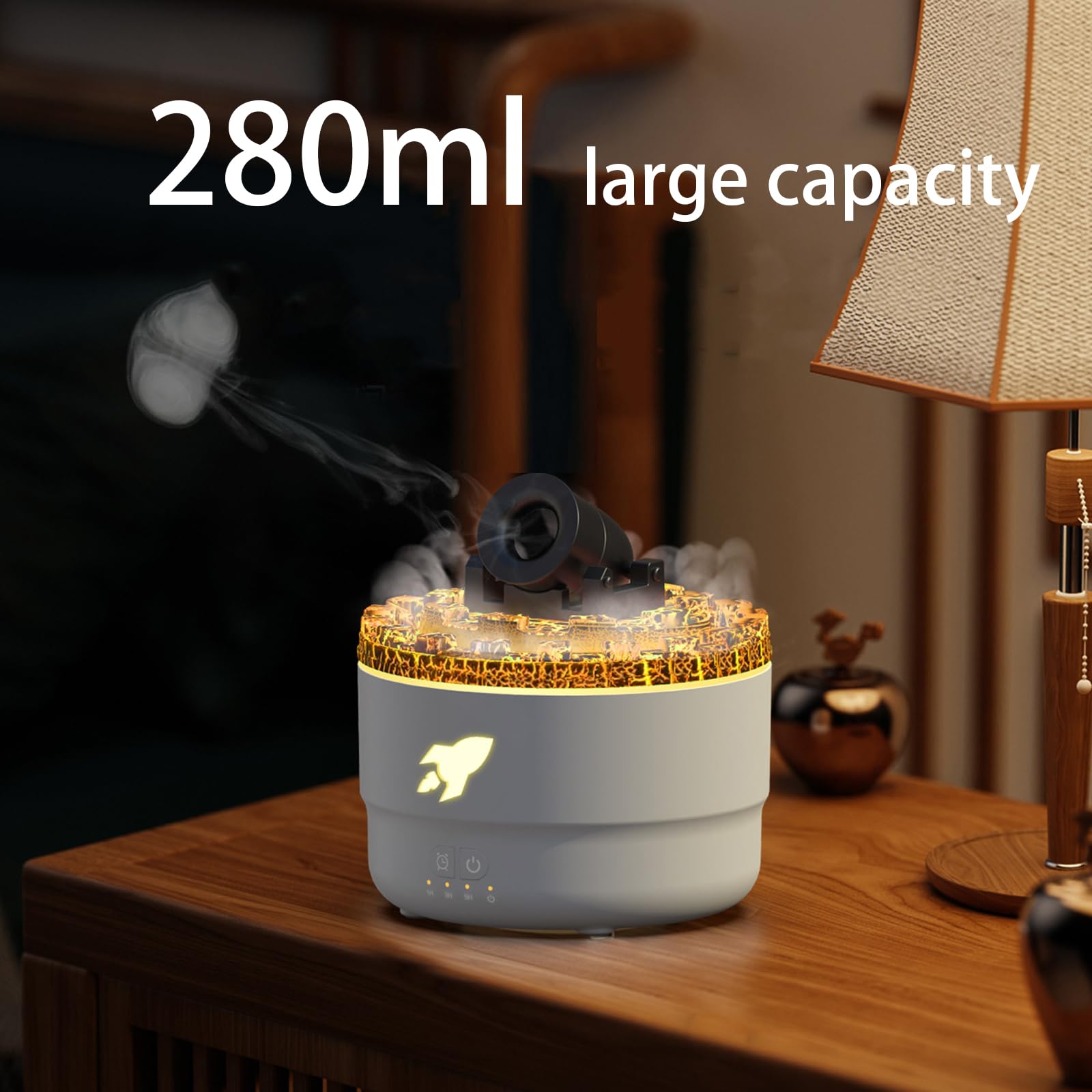 Cannon Blast Aroma Humidifier, Cannon Humidifier, Cannon Humidifier Diffuser, Cannon Blast Turret Humidifier Silent Diffuser, Home Desktop Humidifier with Colorful LED Lights-Black