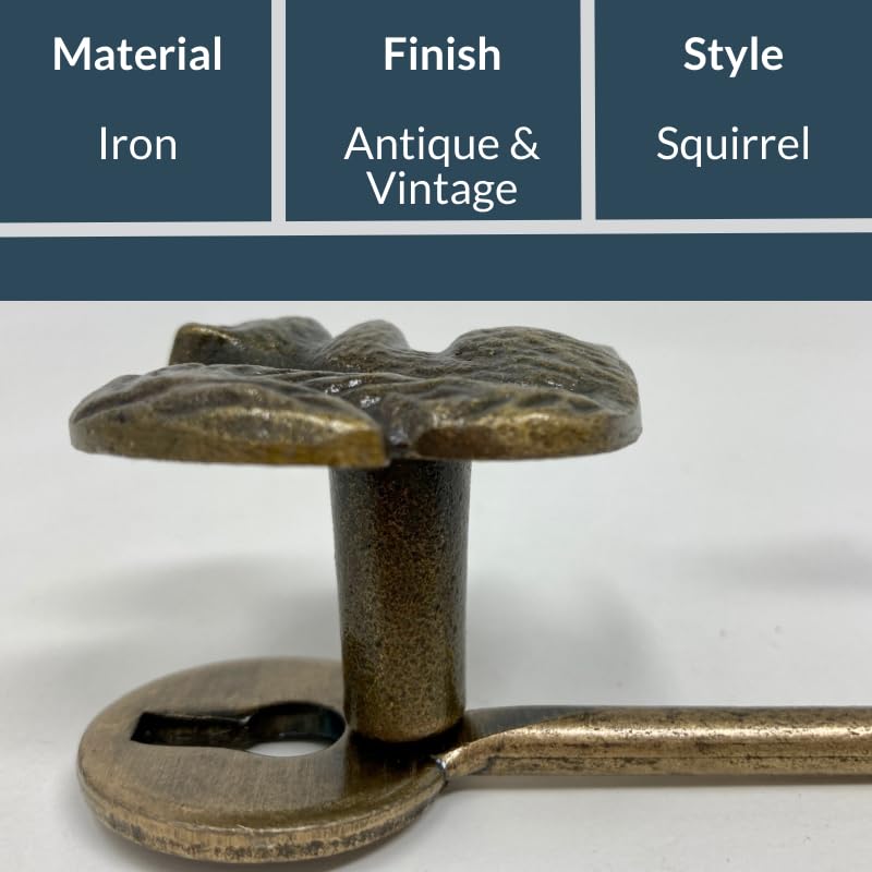 Knobs By Blossom Vintage Antique Brass Iron Wall Hooks Tie Backs Bronze Handmade Metal Animal Hook (16. Squirrel), TFVSAH