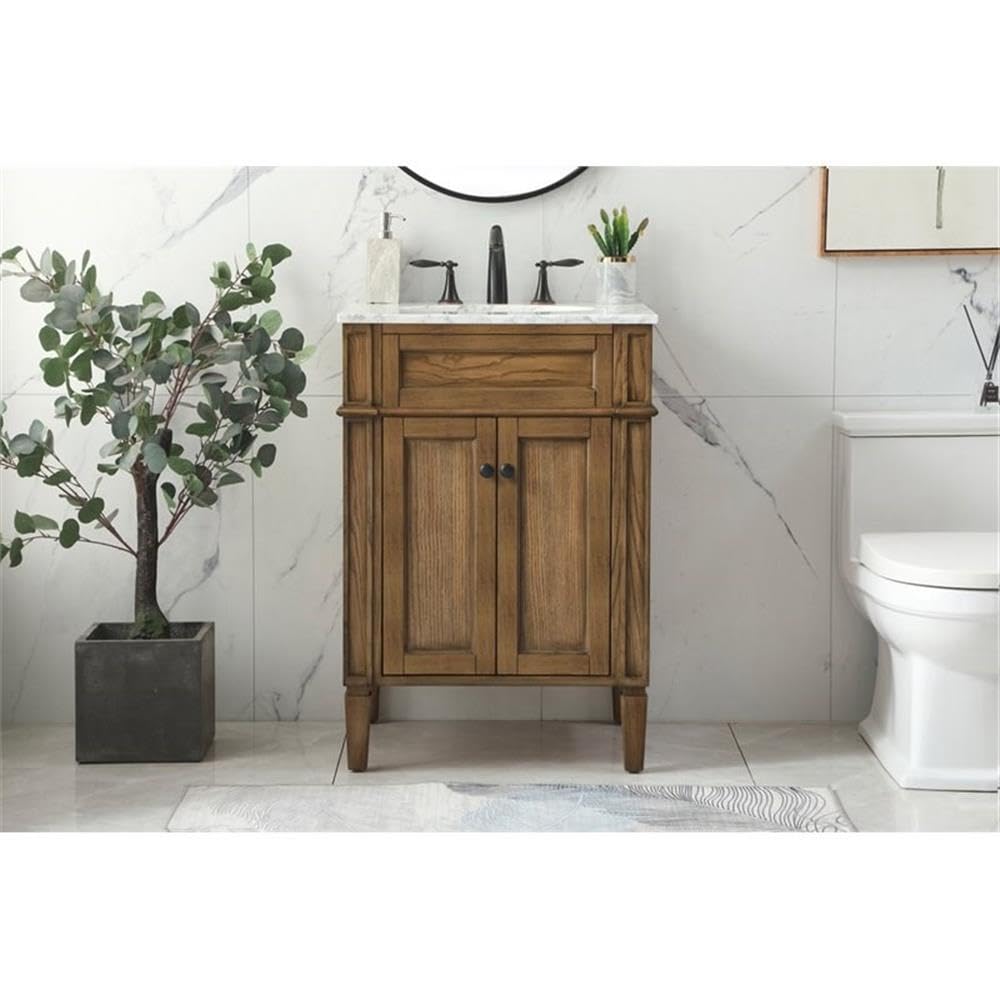 Elegant Decor Park Avenue 24" Aluminum MDF Single Bathroom Vanity in Driftwood