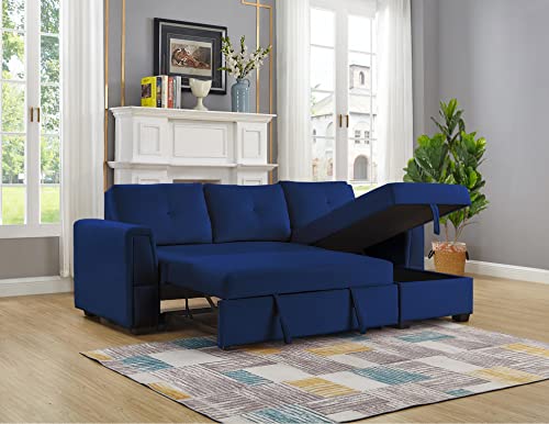 Legend Vansen 91'' L-Shaped Convertible Sectional Sleeper Sofa with Pull-Out Bed and Storage,with Reversible Chaise,Convertible Sofa for Living Room and Apartment