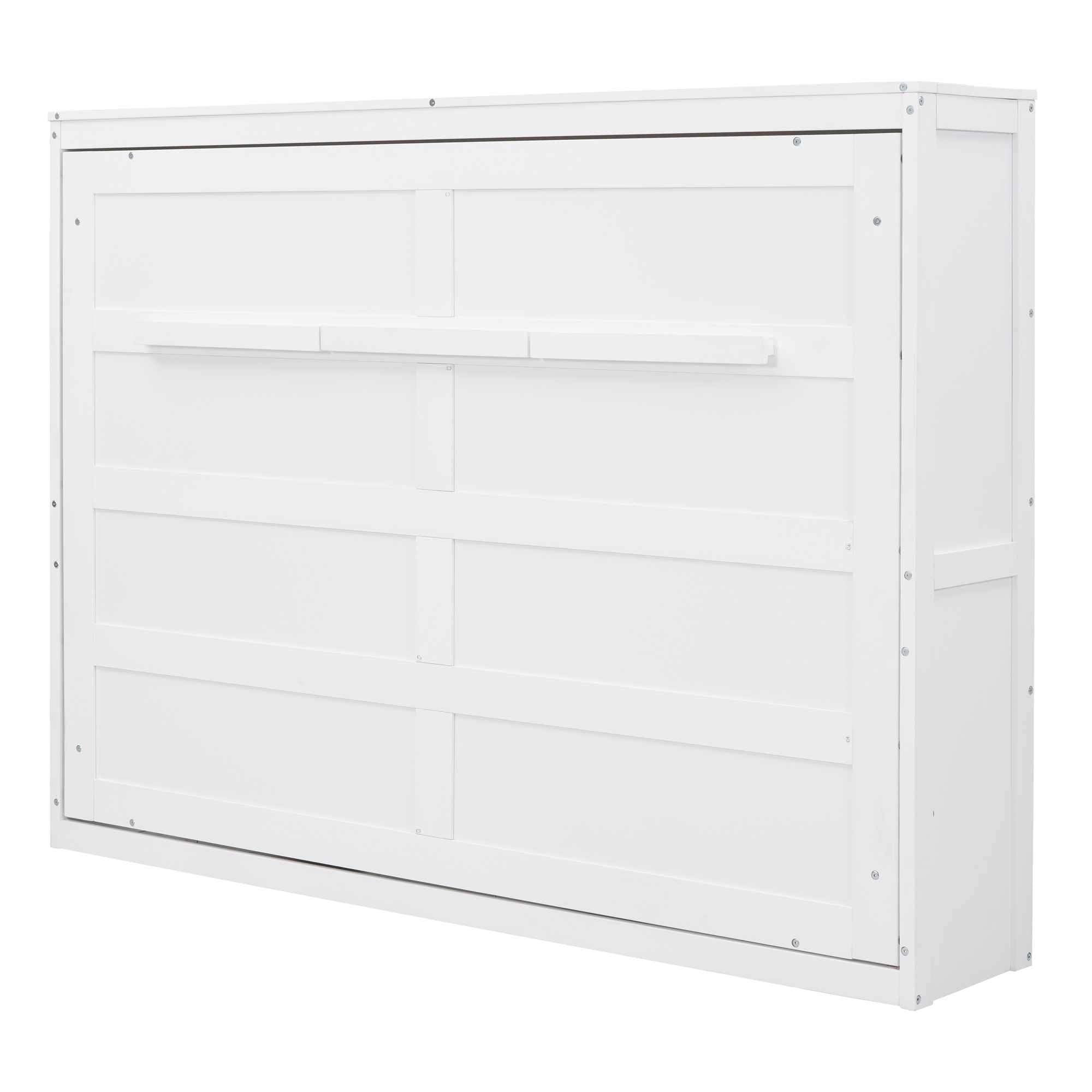 ATY Murphy Cube Cabinet Bed, Full Size Platform Bedframe, Wooden Wall Bed, Easy Assemble & Fold, Save Space, No Spring Needed Required, White