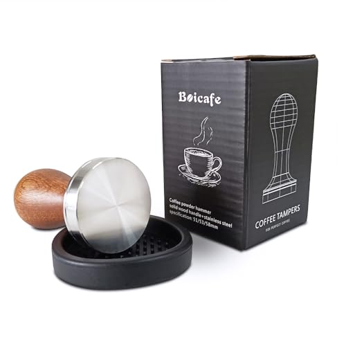 Boicafe Coffee Tamper 51mm, Espresso Hand Tamper 51mm,304 Stainless Steel Espresso Coffee Tamper 51mm with Mat
