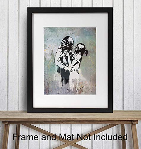 Banksy Diver Lovers Graffiti Picture - 8x10 Photo - Chic Decor for Beach House, Lake Home, Dorm - Cool Street Art Gift - Unframed Poster Print