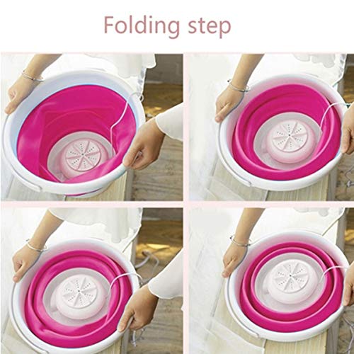BHVXW 10L Foldable Mini Turbo Washing Household Machine Rotating Washer Charging Laundry Clothes Cleaner for Travel