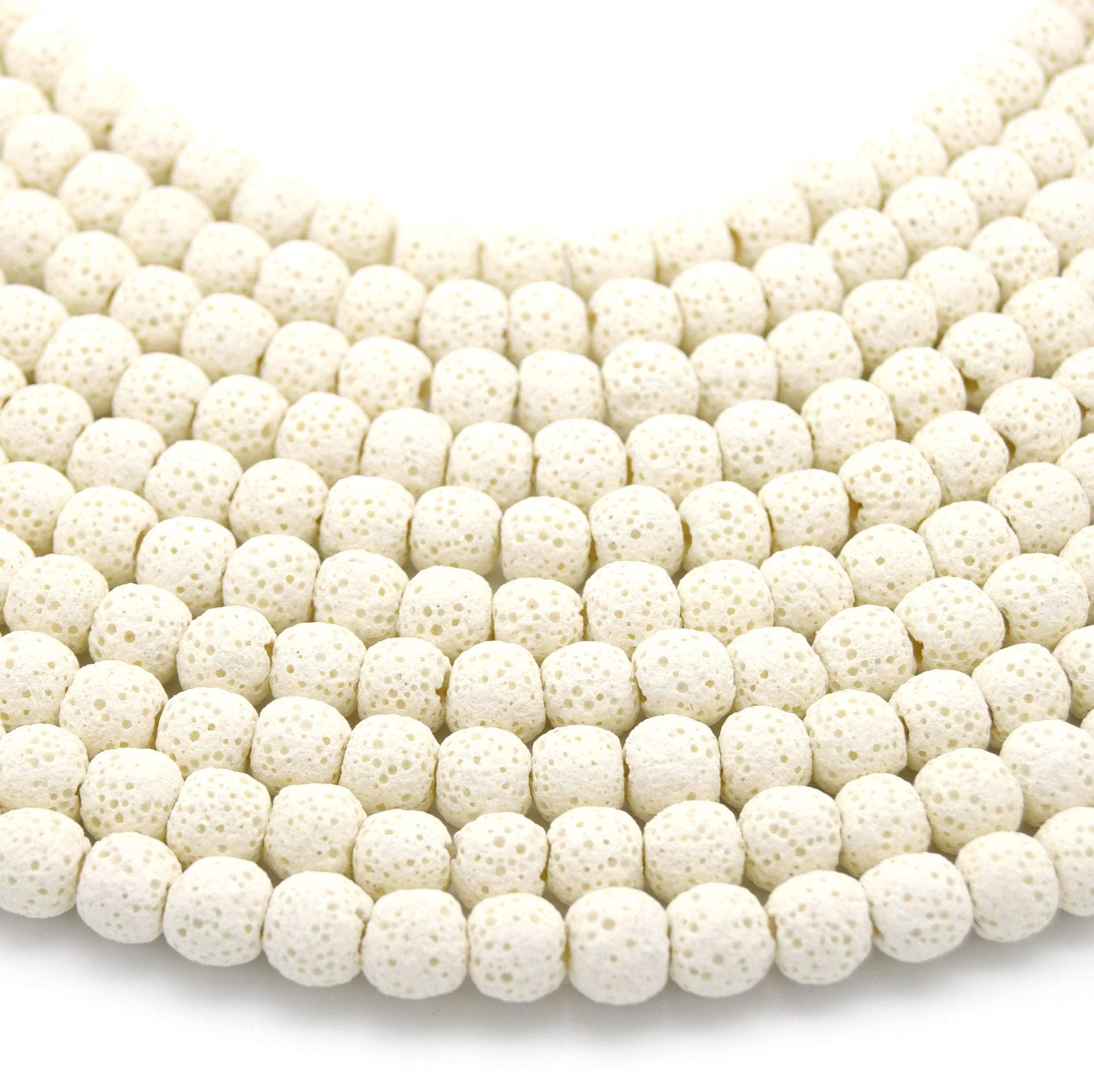Beadlanta | White Round 8mm Lava Beads for Jewelry Making | Semi Precious Stone Beads | Dragon Stone | Gemstone Beads for Jewelry Making | Natural Stone Beads for Bracelets and Bracelet Making