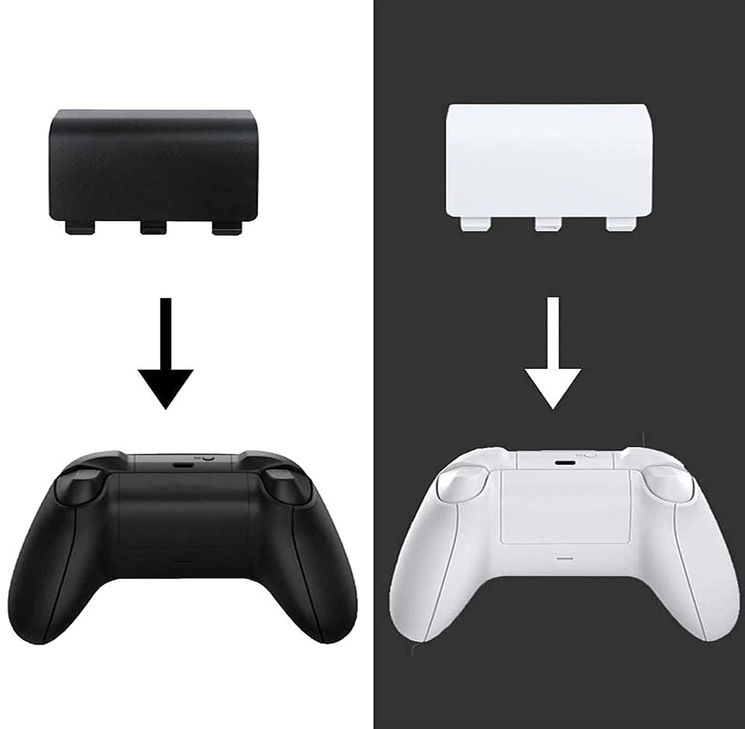 Battery Cover for Xbox Core Controller, Xbox Series X Battery Back Door & Xbox Series S Universal Replacement Battery Lid, 6 Pcs Batteries Caps Shell Repair Part for Wireless Controller Black & White