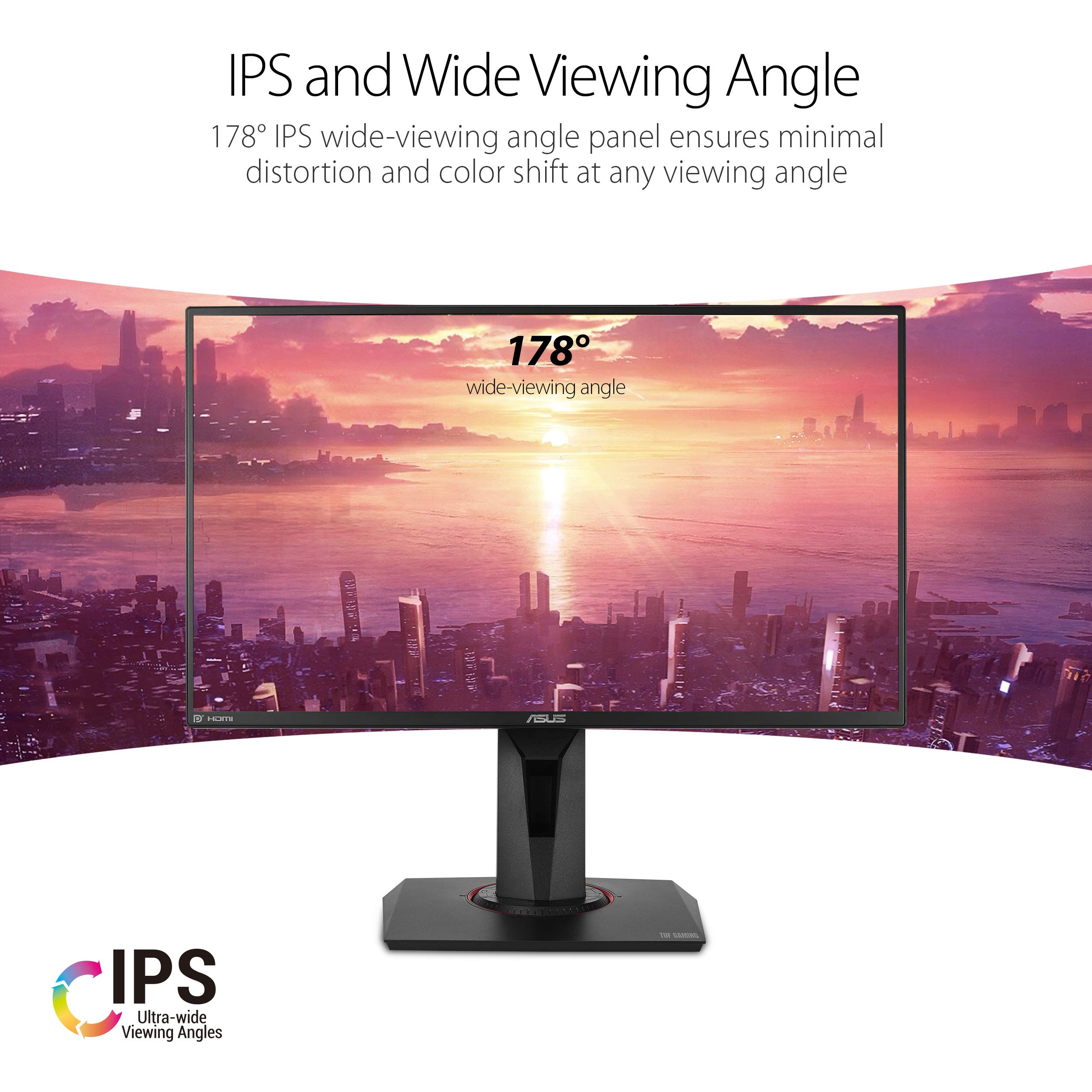 ASUS TUF Gaming 25" 1080P Monitor (VG259Q) - Full HD, IPS, 144Hz, 1ms, Extreme Low Motion Blur, Speaker, Adaptive-Sync, G-SYNC Compatible, VESA Mountable, DisplayPort, HDMI, Height Tilt Adjustable