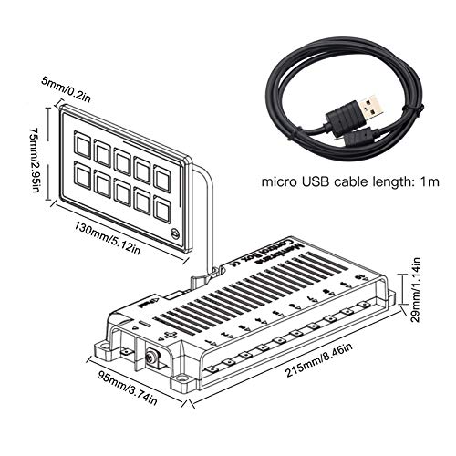 Control Switch Panel, Universal 10P Membrane Control Switch Panel Bluetooth APP Control with Backlight Module LED Touch Built‑in PPTC for RV Boat