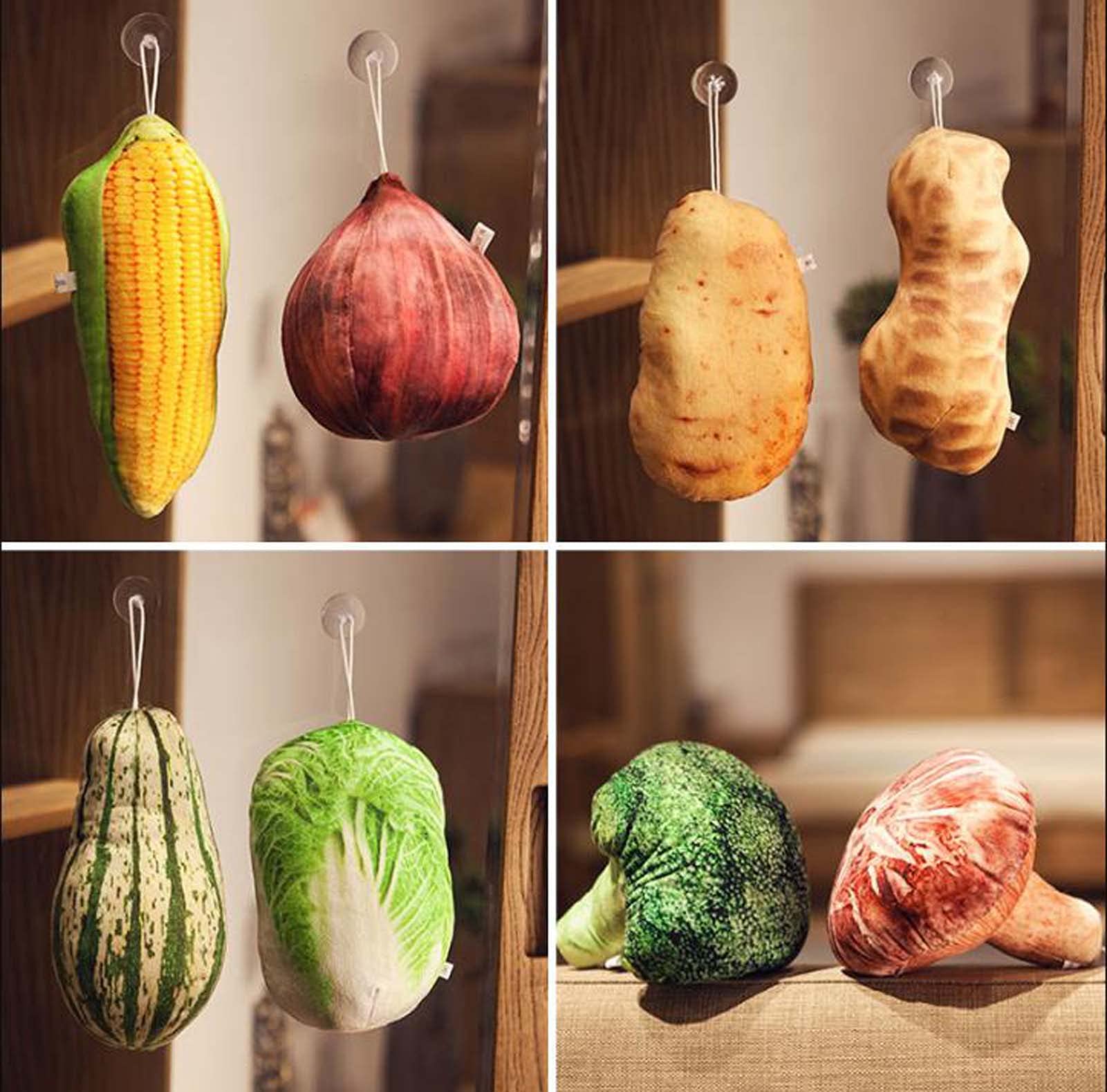 Fendawn Strive Cute Small Stuffed Plush Toy Home Decorative Vegetables Throw Pillow, Peanut