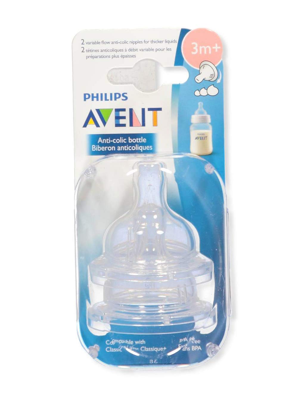 Philips AVENT Anti-Colic Nipple, Clear, Variable Flow (SCF425/27)