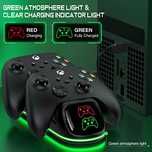 Controller Charger Station with 2x4800mWh Rechargeable Battery Packs for Xbox One/Series X|S Controller, Dual Charging Dock for Xbox One Controller Battery Pack with 4 Batteries Covers for Xbox