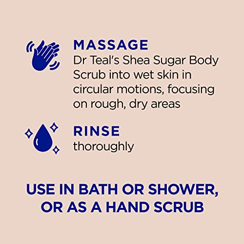 Dr Teal's Shea Sugar Body Scrub, Shea Butter with Almond Oil & Essential Oils, 19 oz (Pack of 3) (Packaging May Vary)