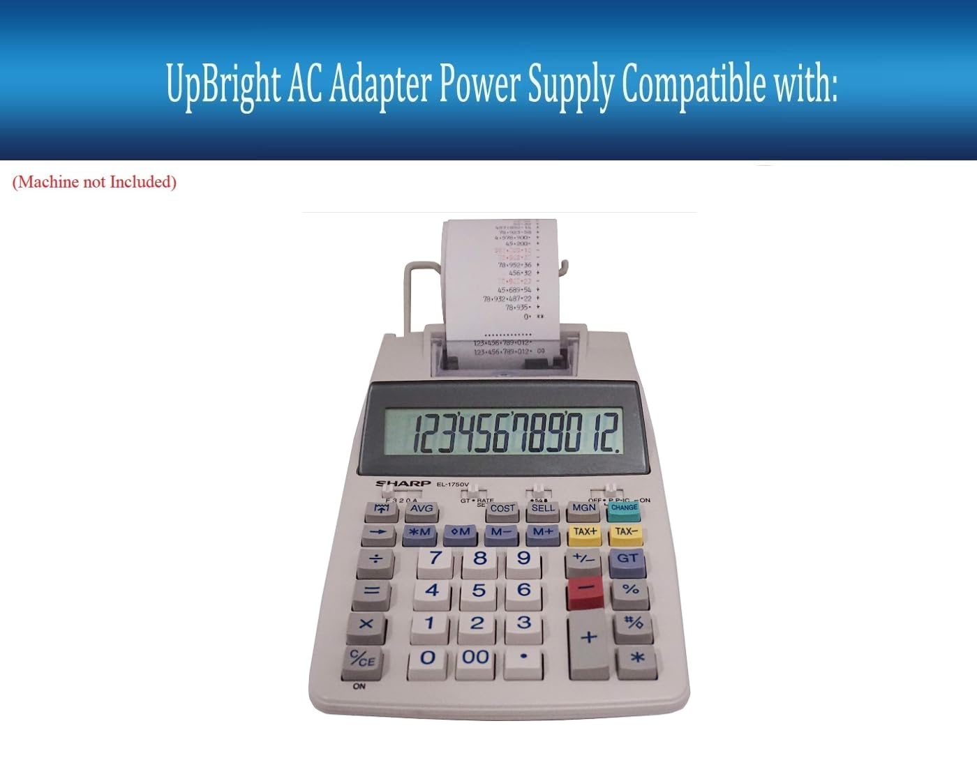 UpBright 6V AC/DC Adapter Compatible with Sharp EL-1750V EL-1750P EL-1750PII EL1611P EL 1601H 1801A 1801L EL-1625H EL-2626H Printing Calculator EA-28A EA-65A EA-63A EA-12E EA-51A EA-30A A1402CC Power
