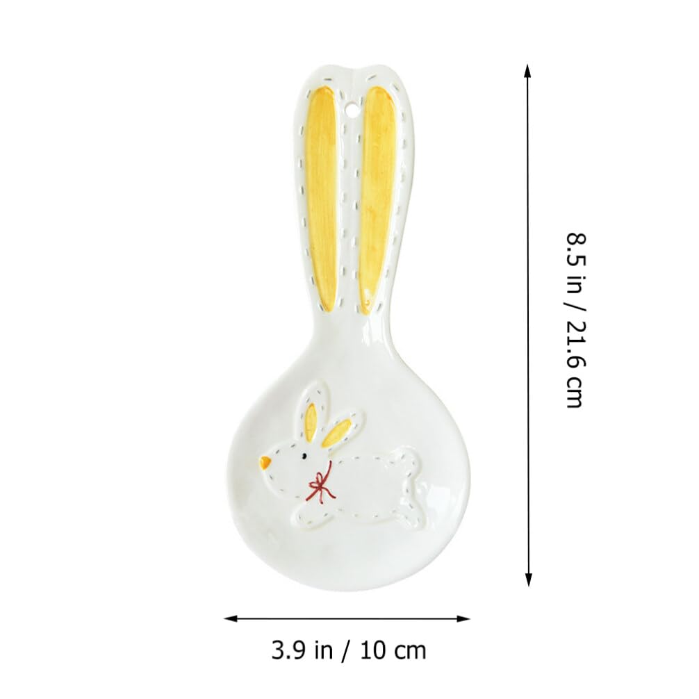 Ceramic Spoon Rest Coffee Spoon Holder for Stove Top Coffee Spoon Rest Bunny Shape Spoon Holder Cooking Spoon Rest for Kitchen Counter Utensil Rest for Spatula,Tongs,Ladles