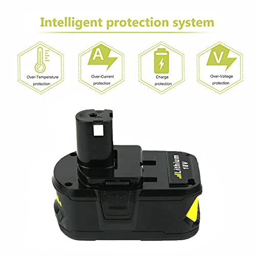 MANUFER 2Pack 6.5Ah 18V P108 Lithium-ion Battery Replacement for Ryobi 18v Lithium-ion Battery P108 P105 P102 P103 P107 P109 P104 Suit Replacement for Ryobi 18-Volt Battery