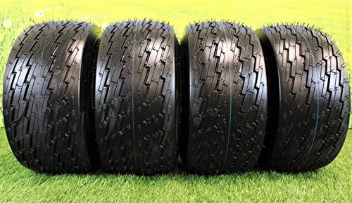 Antego Tire & Wheel 18x8.50-8 Tires on 8x7 Beige/Tan Wheel Assemblies for Golf Carts and Lawn Mowers (Set of 4)