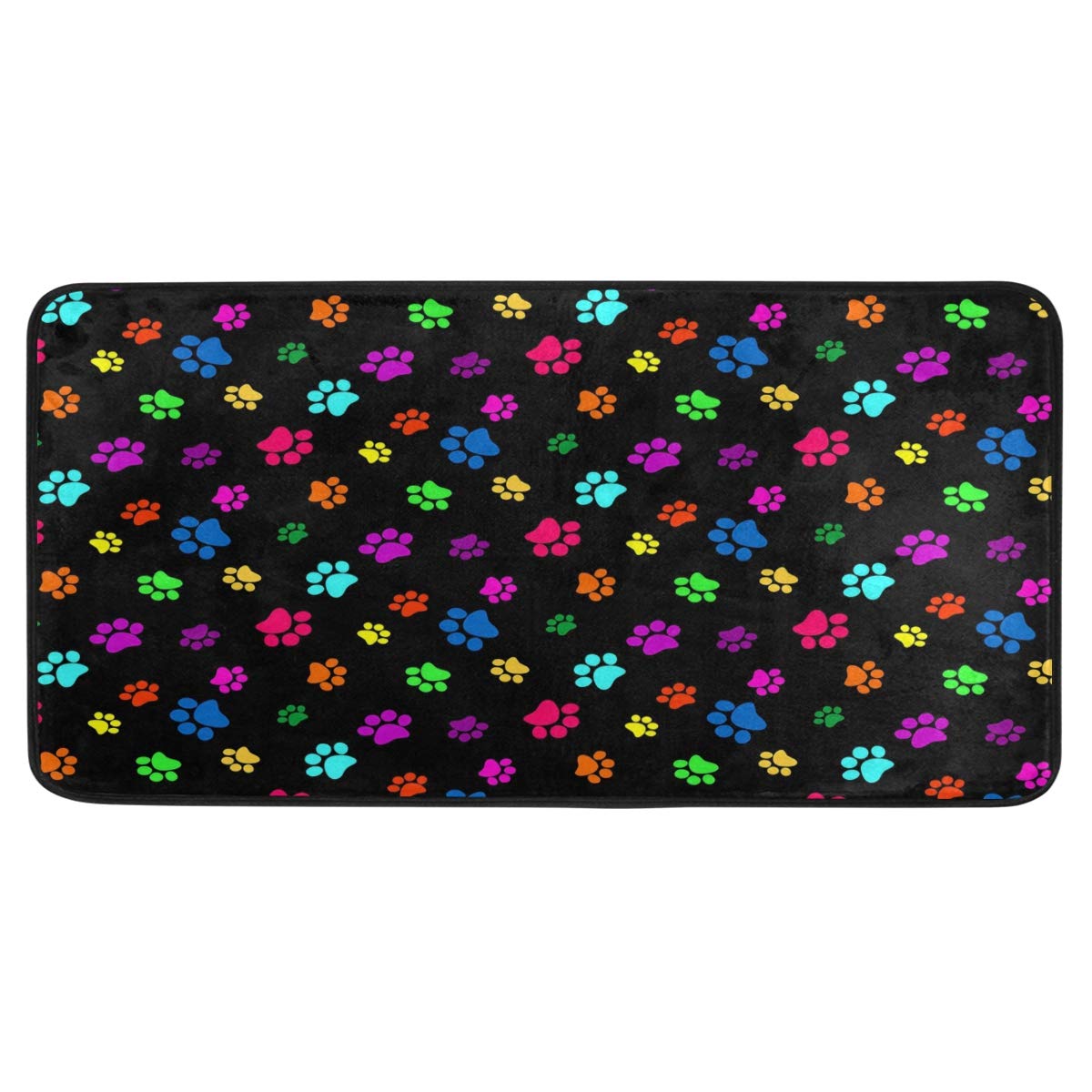 Blueangle Colorful Dog Paw Print Kitchen Rugs Microfiber Cushioned Mats Soft Non-Slip Kitchen Floor Mats Washable Comfort Doormats (20ā x 39ā)