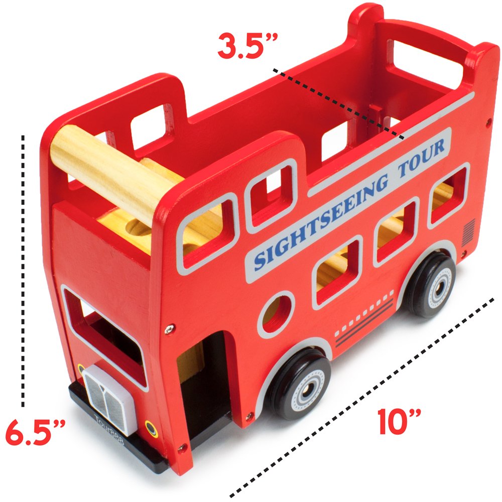 Imagination Generation Wooden Wheels Natural Beechwood Chunky Cars and Vehicles for Children +12 Months | Double Decker Bus