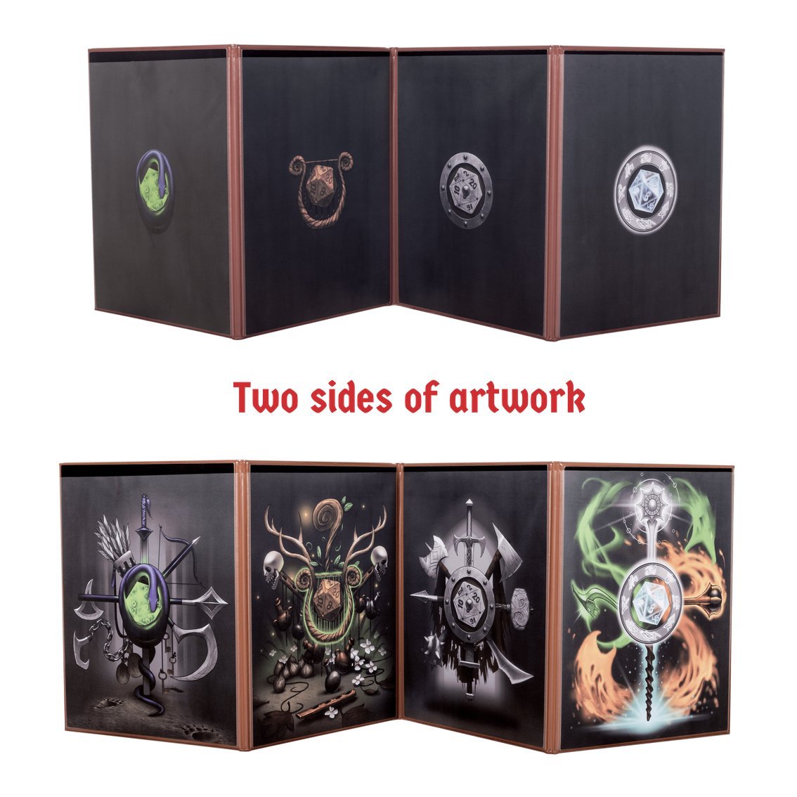 Hexers Game Master Screen, Compatible with Dungeons and Dragons, DND DM Pathfinder RPG Role-Playing, 4 Customizable Panels Inserts Included That Slide into The Pouches, Dry Erase Tracker Sheet