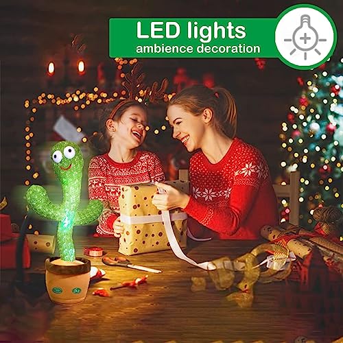 Pbooo Dancing Cactus Mimicking Toy,Talking Repeat Singing Sunny Cactus Toy 120 Pcs Songs for Baby 15S Record Your Sound Sing+Dancing+Recording+LED