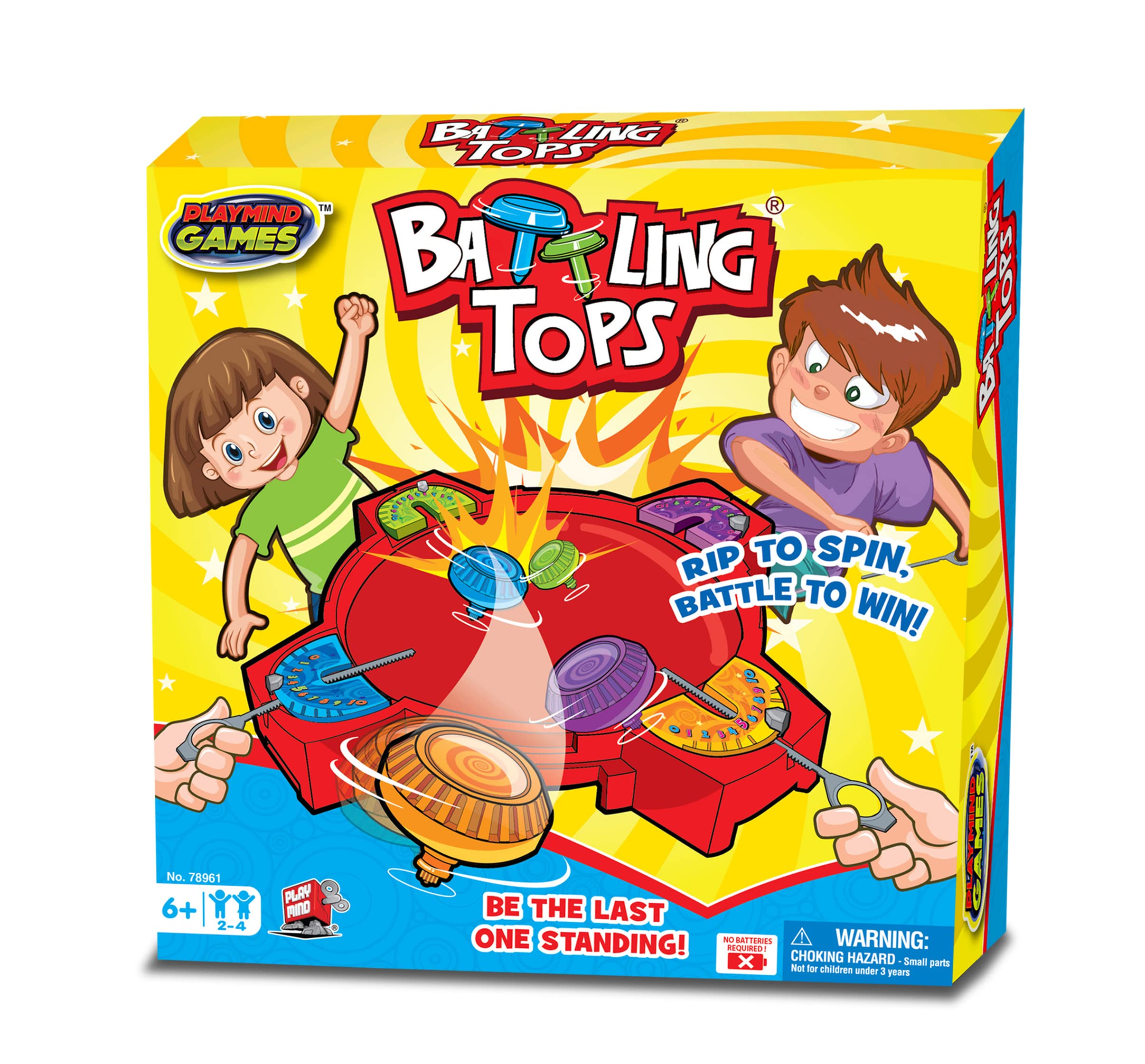 Battling Tops - The Original Classic Spinning Tops Game Set for 2-4 Kids. Insert, Press & Pull! Drop Battle Gyros in The Stadium to Combat with Each Other. Ages 6+ Boys & Girls