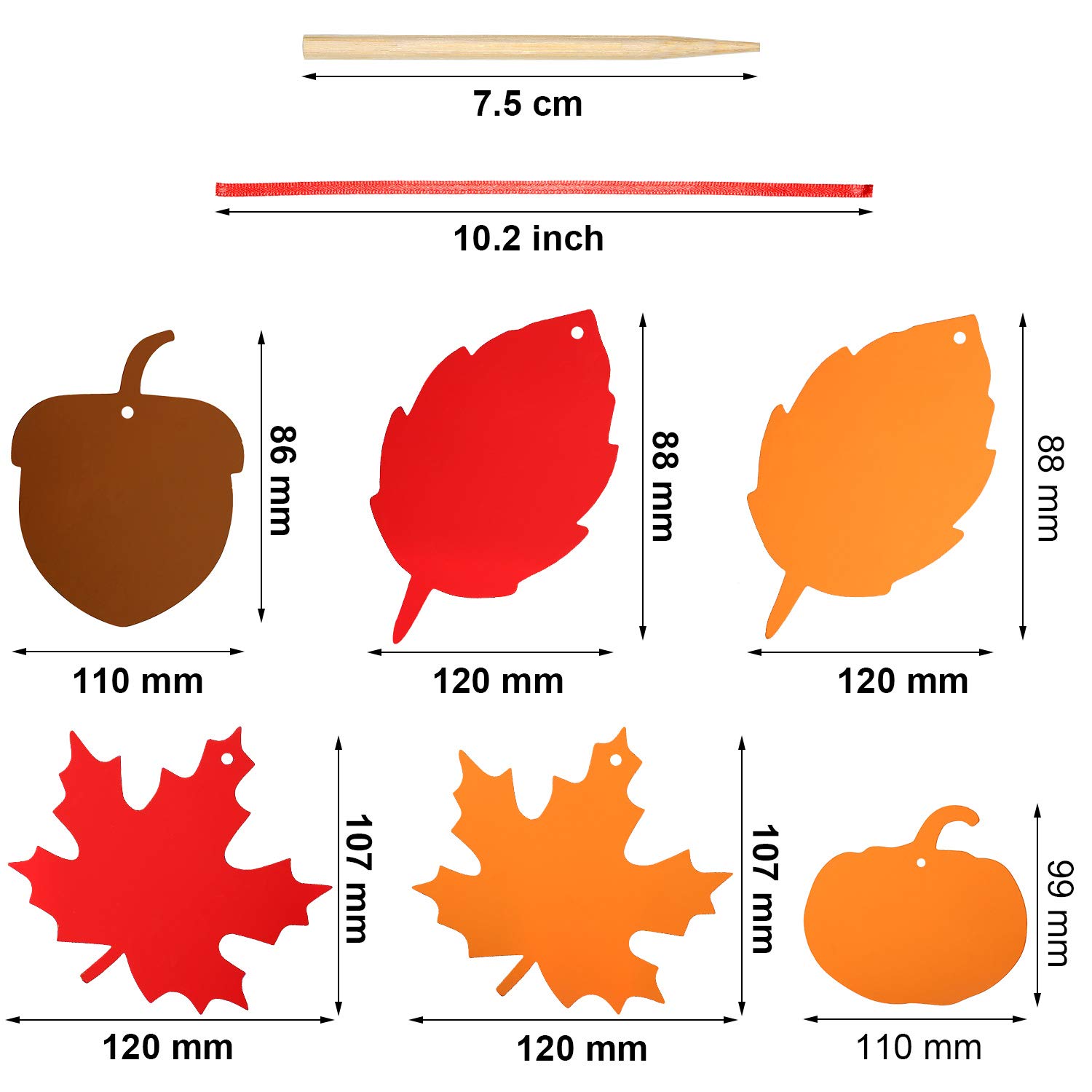 Gejoy 70 Pieces Thanksgiving Rainbow Scratch Paper Craft Kit Scratch Off Paper Fall Leaves Pumpkins Acorns Pattern Paper with Ribbons and Wooden Styluses for Harvest Party Decorations