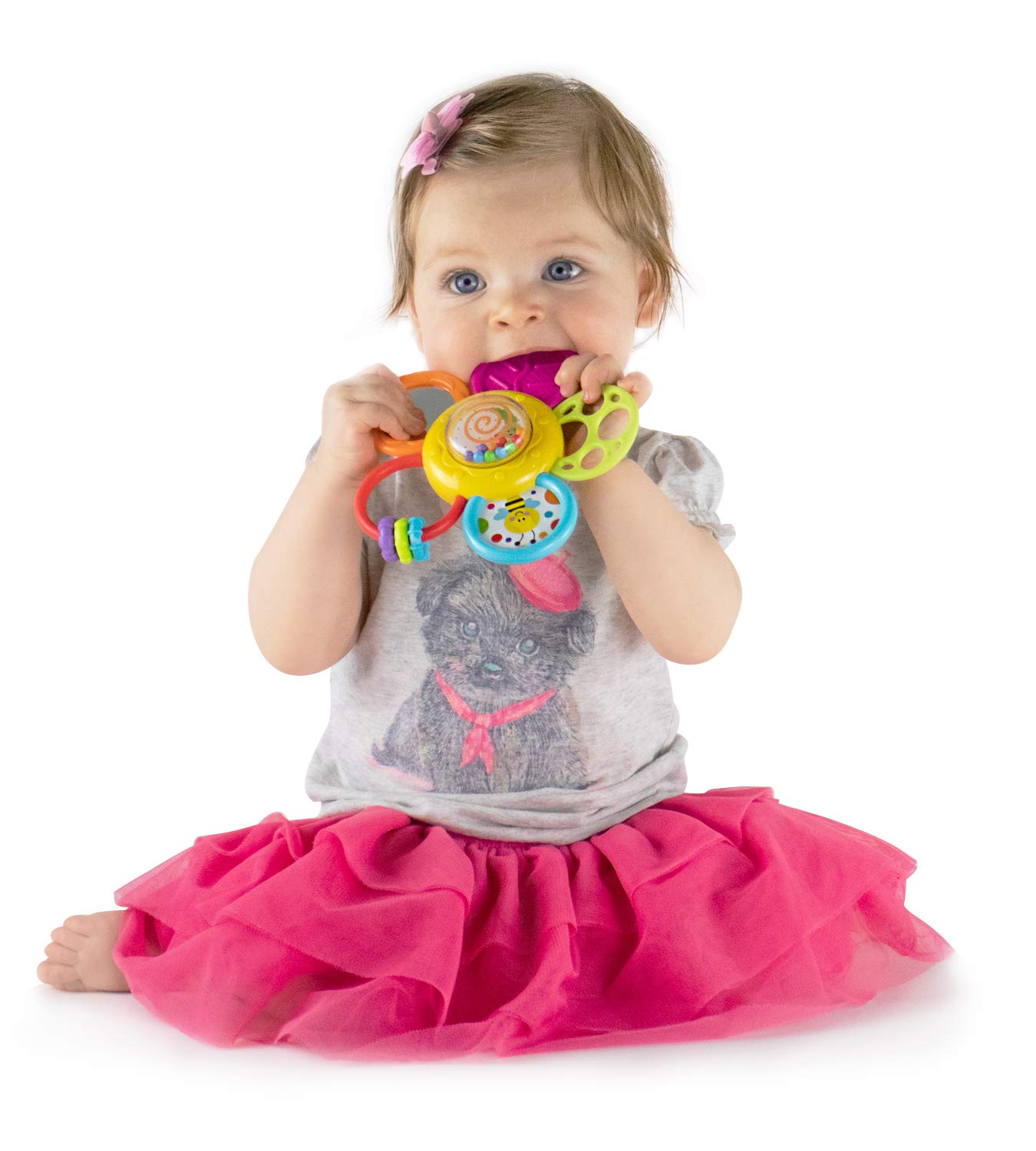 KiddoLab Infant Spin, Rattle and Teether Toy. Baby Multi-use Toy for Better Relaxation and Sleep - Activity Toy for Babies and Toddlers, Develops Fine Motor Skills. Age: 6-12 Months Old and Up