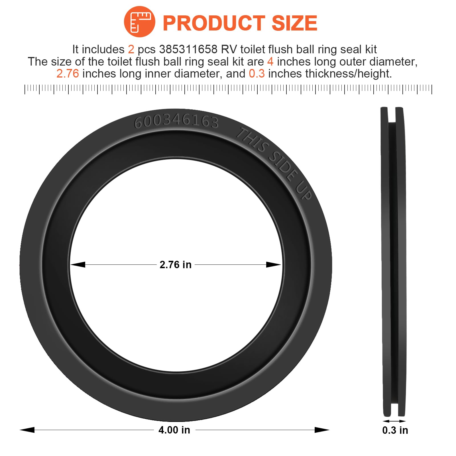 Beaquicy 2PCS 385311658 RV Toilet Seal, Flush Ball Seal Kit - Replacement for Dometic 300/310/320 Toilet Seal Gasket Kit Camper Trailer Toilets, Solve The Leakage Problem