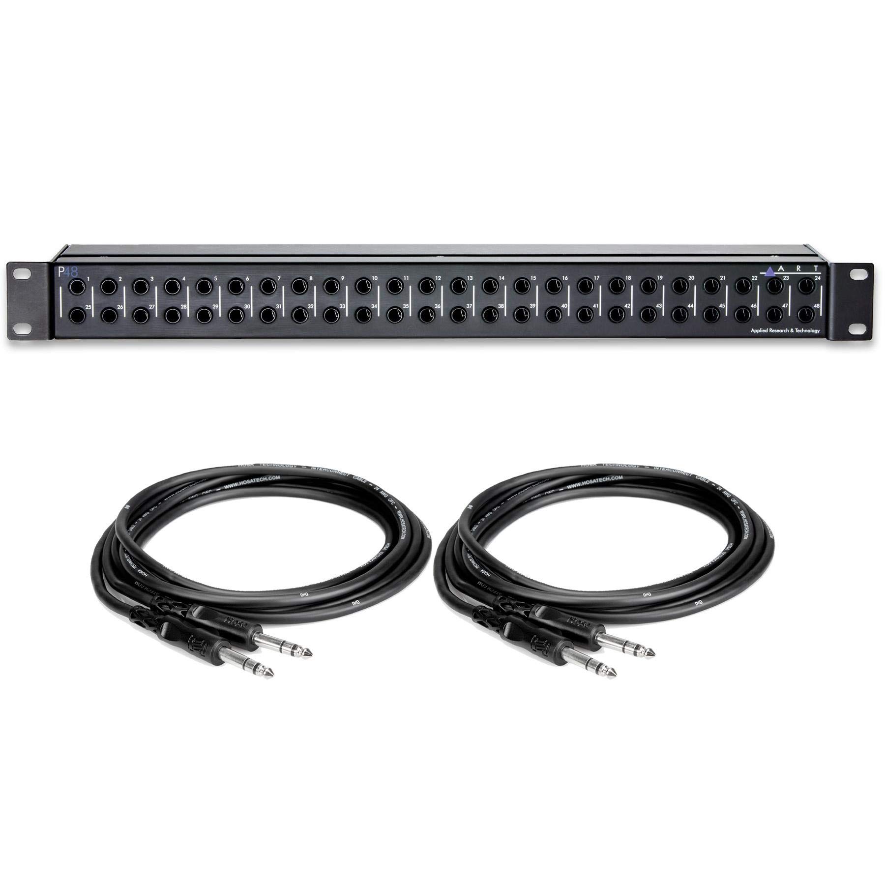 ART P48 Patchbay Bundle with 2 TRS 1/4" Cables (3 Items)