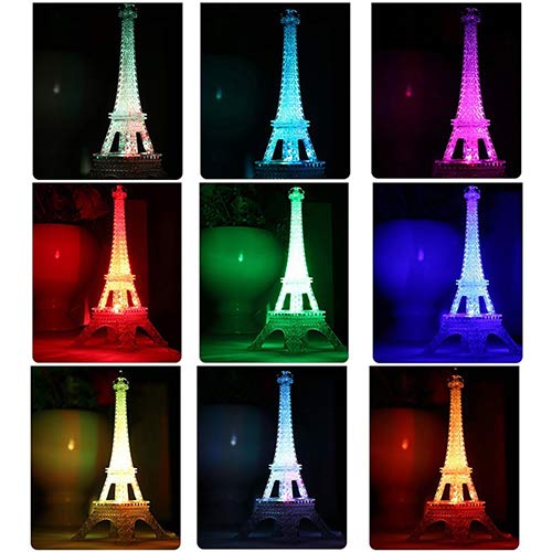 Baost LED Light Up Eiffel Tower Lamp Light Colorful Night Light Birthday Gift Decorative Button Lamp Creative Kids Bedside Lamp Cake Topper Random