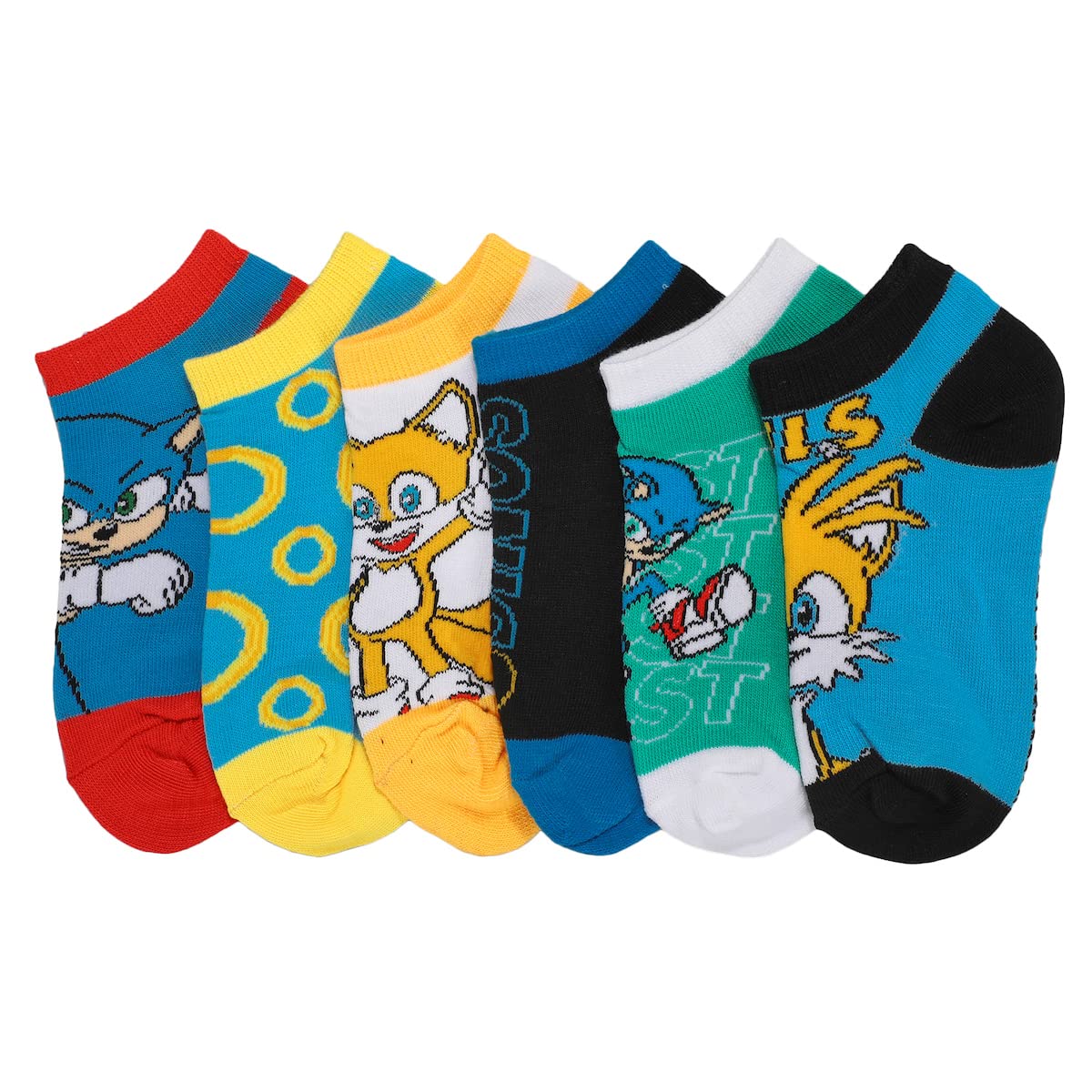 Bioworld Sonic the Hedgehog Sonic and Tails casual Ankle Socks Set for Kids Boys 6-Pack